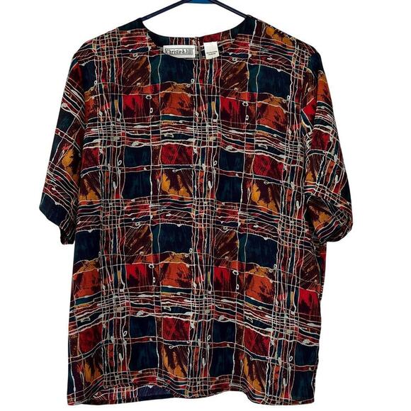 Kristy &Jill | Tops | Vintage Kristy Jill Satin Short Sleeve Boxy Artsy ...
